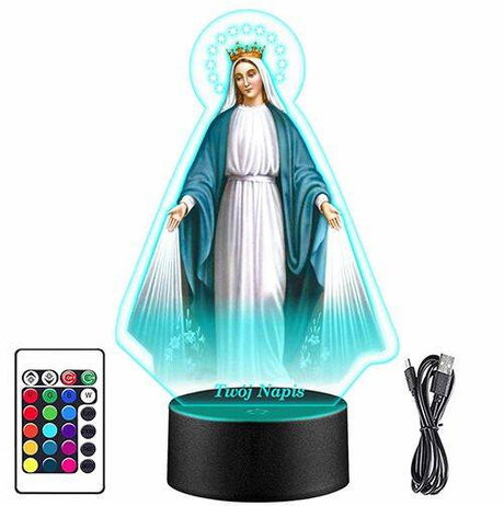 Lampka Nocna Led Matka Boska na Biurko Prezent Urodziny Komunia Maryja ...