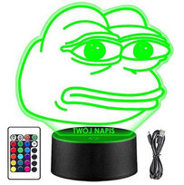 LAMPKA NOCNA LED MEM ŻABA PEPE 3D + PILOT prezent URODZINY statuetka ...