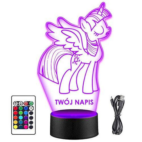 LAMPKA NOCNA LED MY LITTLE PONY KUCYK 3D +PILOT prezent URODZINY ...