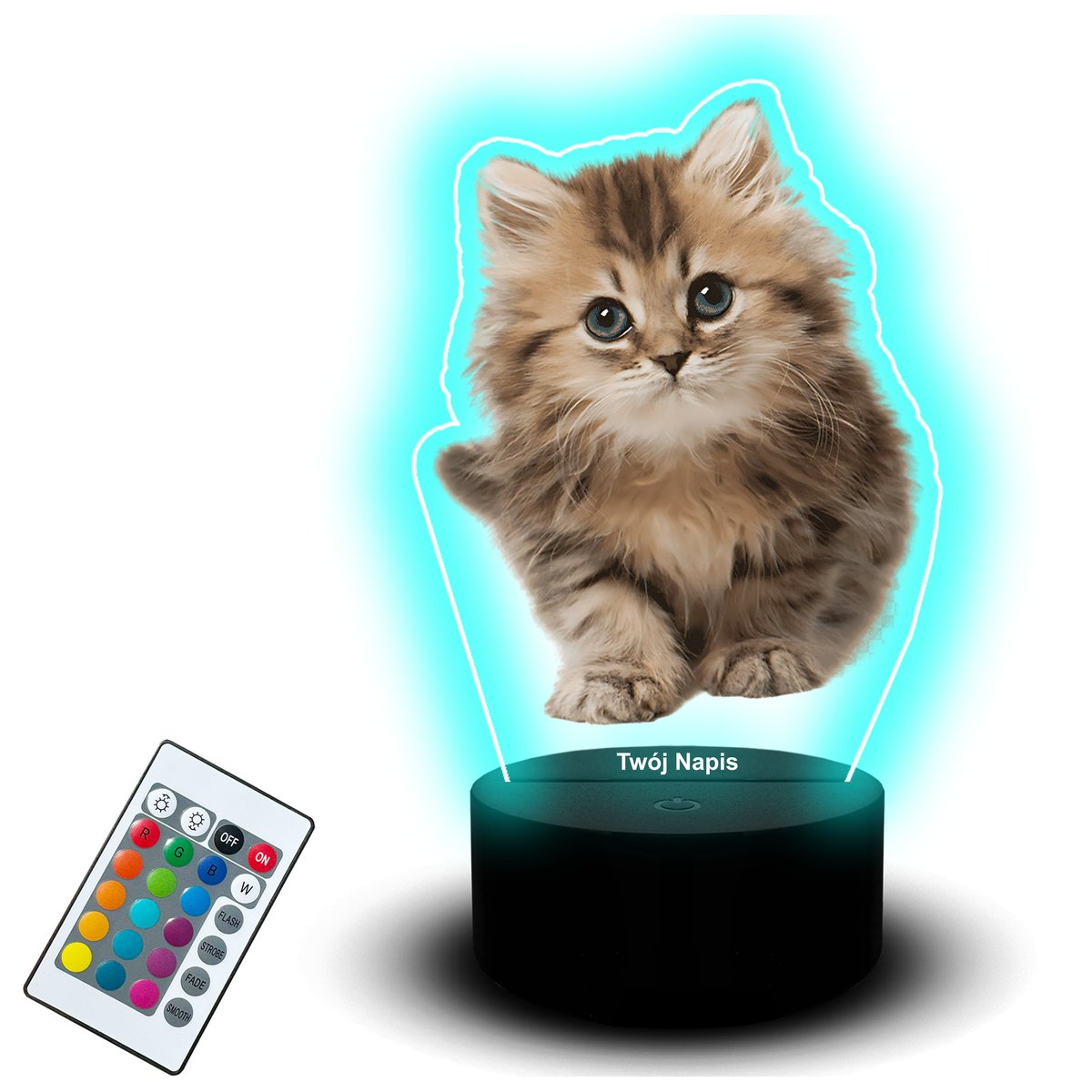 Lampka Nocna Led na Usb 3D Uroczy Kot Słodki Kotek Kicia Statuetka z ...