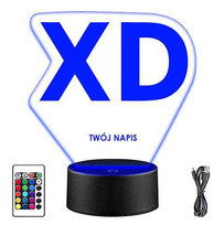 LAMPKA NOCNA LED NAPIS XD ŚMIESZNY 3D + PILOT prezent URODZINY ...