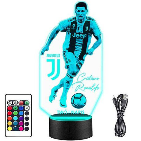 LAMPKA NOCNA LED PIŁKARZ PIŁKA Cristiano Ronaldo prezent URODZINY ...