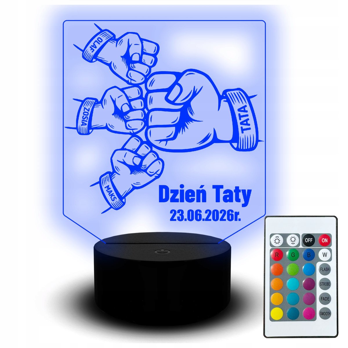 Lampka Nocna Led Prezent Dzień Ojca dla Taty Zestaw Upominek Imię ...