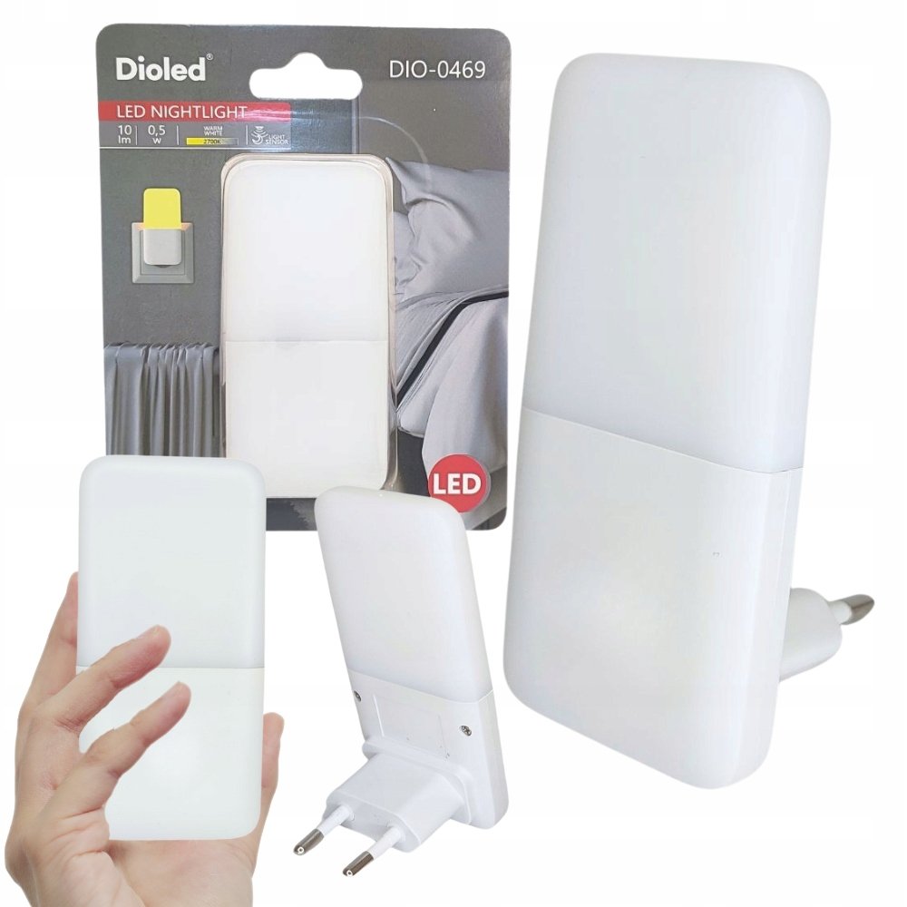Lampka NOCNA LED SLIM czujnik zmierzchu 2700K do kontaktu gniazdka biała - DIOLED | Sklep EMPIK.COM