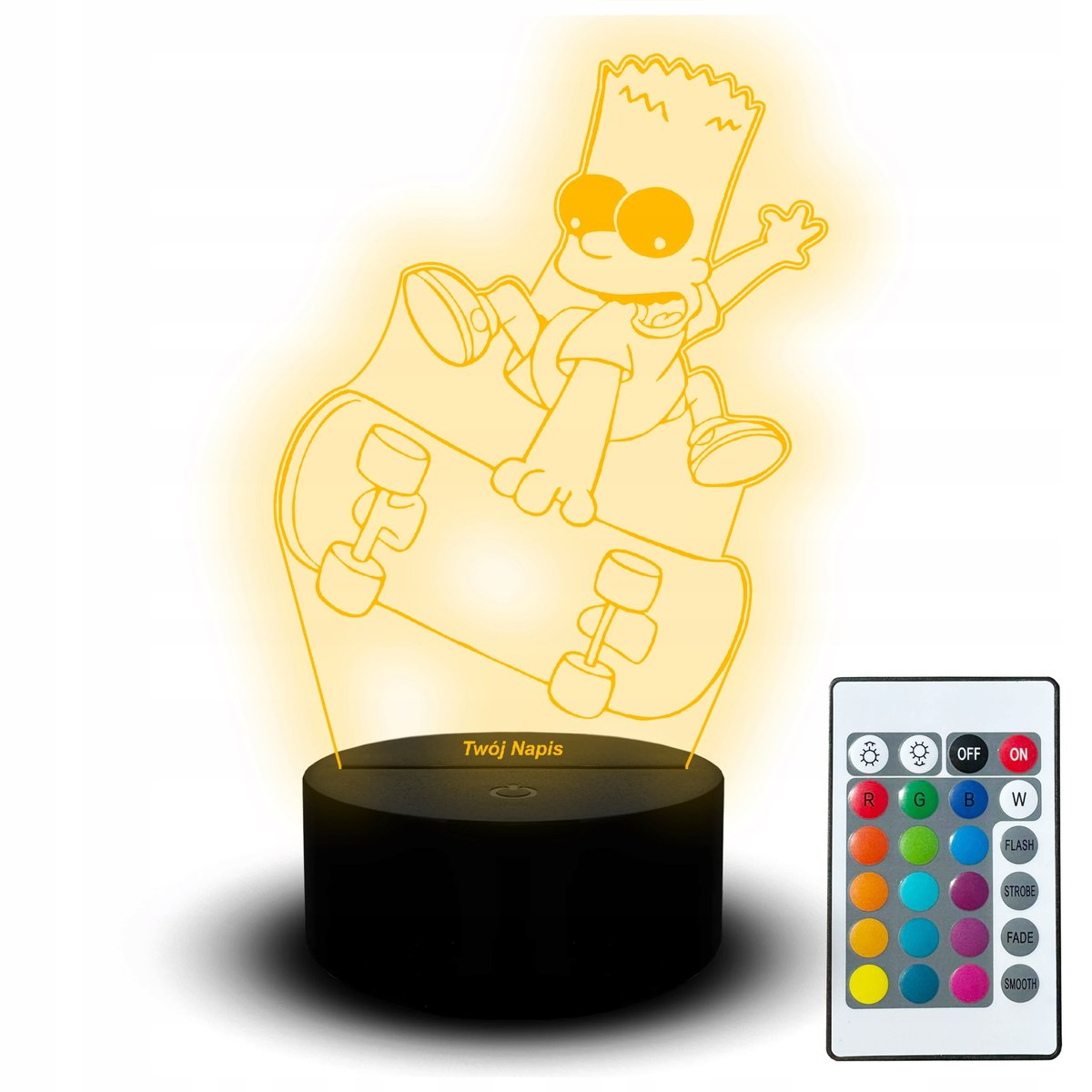 Lampka Nocna Led Statuetka Rgb 3D Grawer Bart Simpsonowie Serial Bajka ...