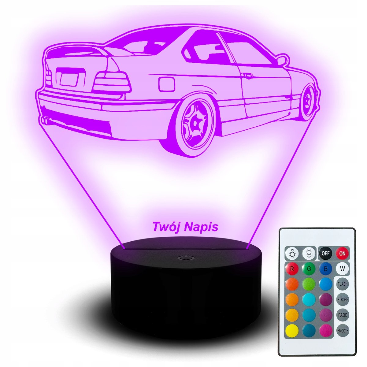 Lampka Nocna Led Statuetka Samochód BMW E36 M3 Auto Samochód Grawer ...