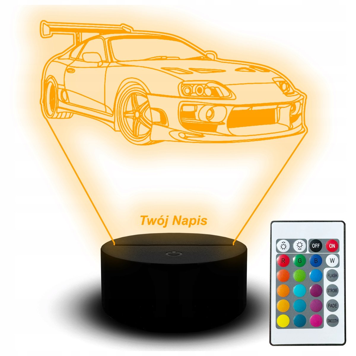 Lampka Nocna Led Statuetka Toyota Supra mk4 Samochód Auto Twój Napis ...
