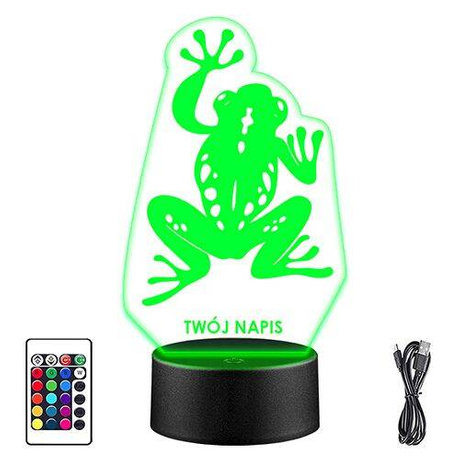 LAMPKA NOCNA LED ŻABA ŻABKA 3D + PILOT prezent URODZINY statuetka ...