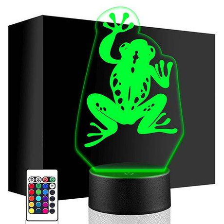 LAMPKA NOCNA LED ŻABA ŻABKA 3D + PILOT prezent URODZINY statuetka ...