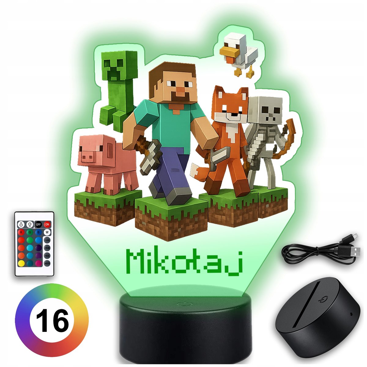 Lampka Nocna Minecraft Postacie Figurka Z Nadrukiem LED - Koala Wood ...
