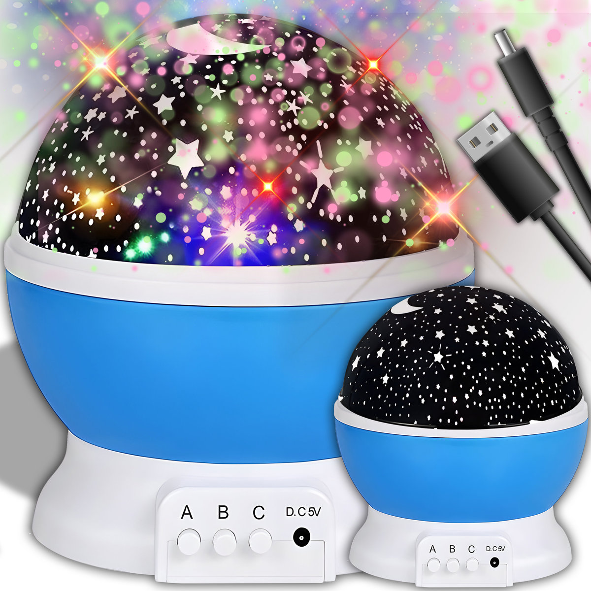 Lampka Nocna Projektor Gwiazd Nieba Obrotowa 2W1 - retoo | Sklep EMPIK.COM