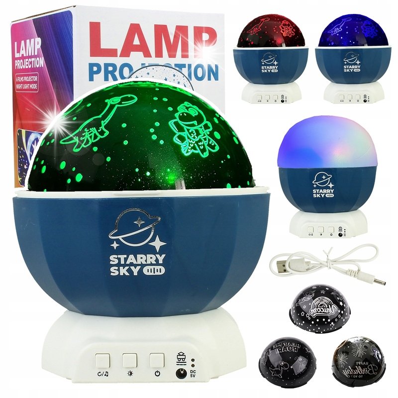 LAMPKA NOCNA PROJEKTOR GWIAZD NIEBA Trzy Motywy Dla Dzieci MUZYKA OBROTOWA - Inna marka | Sklep ...