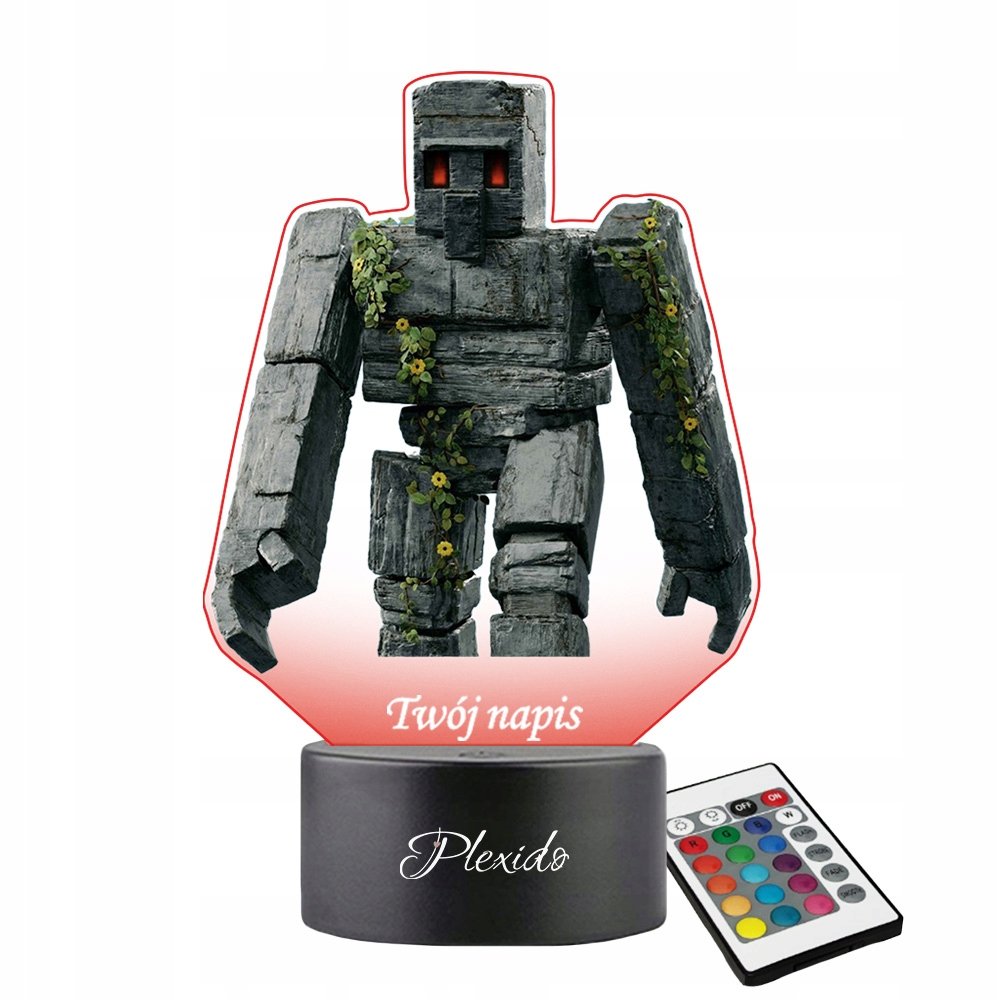 Lampka Nocna Z Nadrukiem UV Iron Golem Minecraft Film Animowany LED 3D ...
