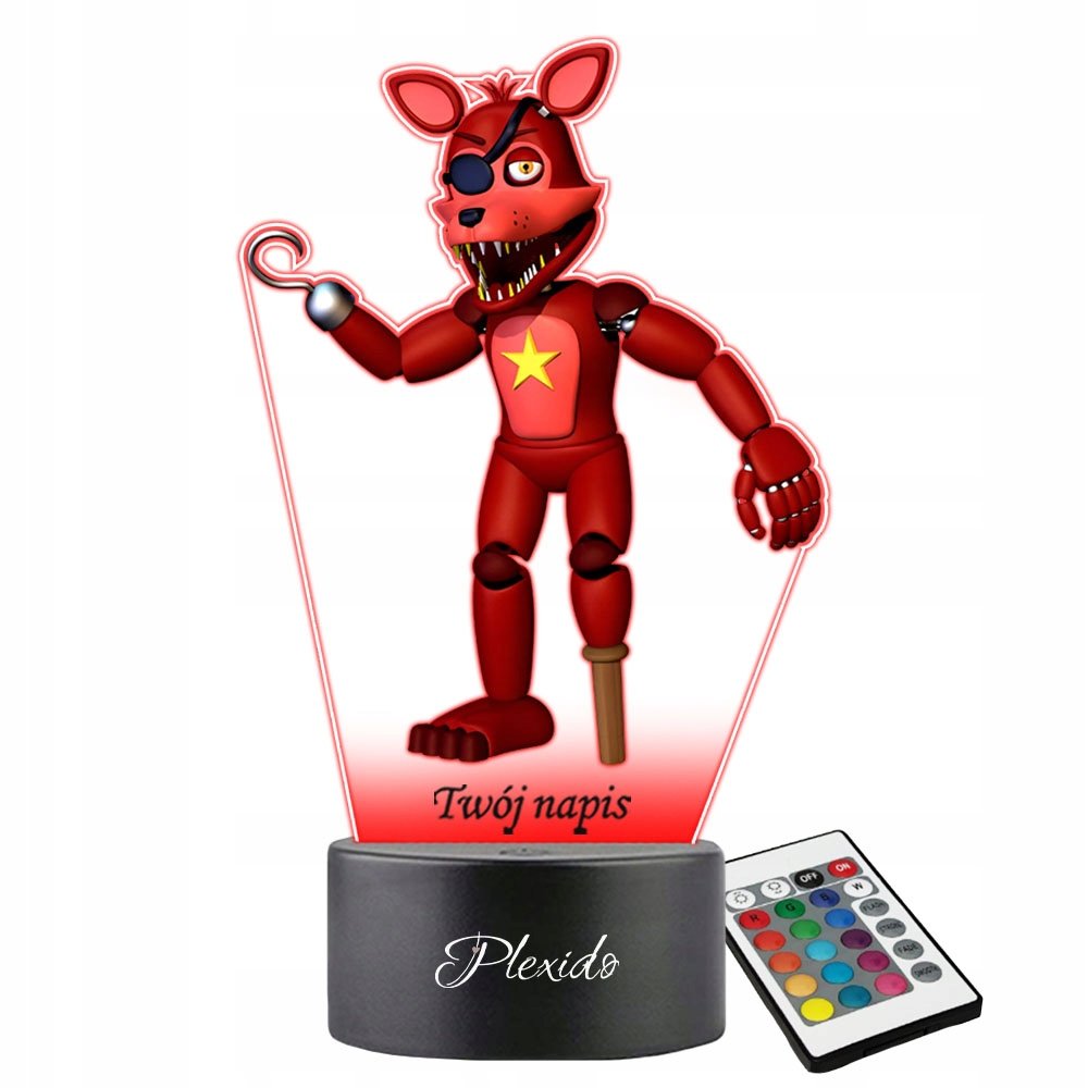 Lampka Nocna Z Nadrukiem Uv Led 3D Five Night'S At Freddy'S Foxy Gaming ...