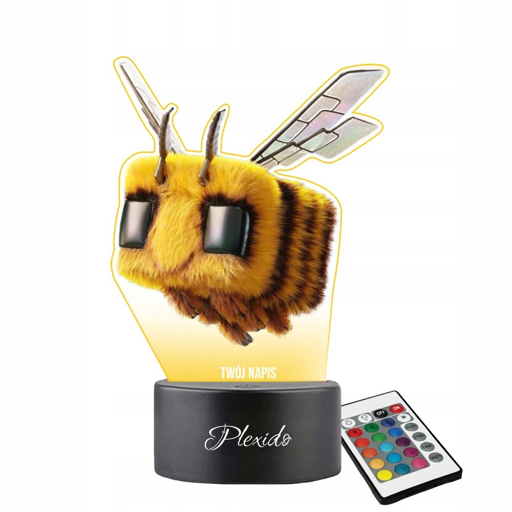 Lampka Nocna Z Nadrukiem UV Pszczoła Minecraft Film Animowany LED 3D ...