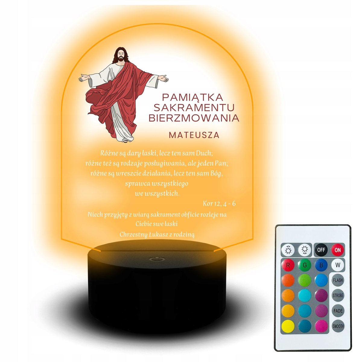 Lampka Statuetka Led Prezent Sakrament Bierzmowania Pamiątka Jezus Duch ...