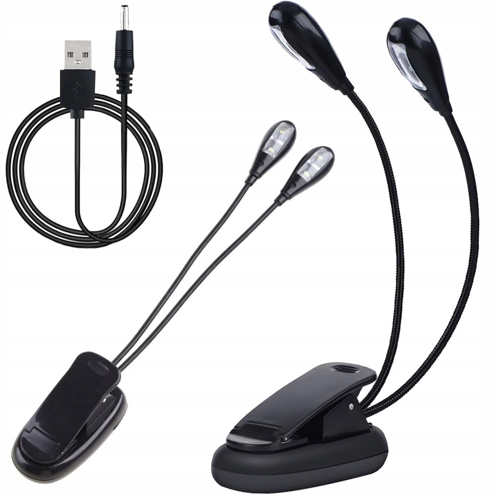 Lampka Z Klipsem Led Biurkowa Szkolna Elastyczna Do Czytania Podwójna ...