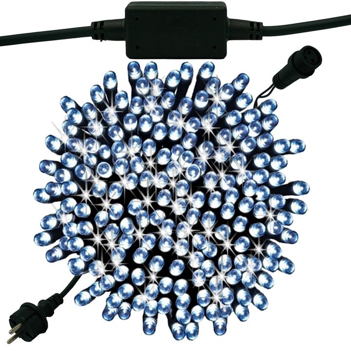 Lampki Choinkowe 500 Led Flash Białe Zimne Gruby Kabel Stałe Światło ...