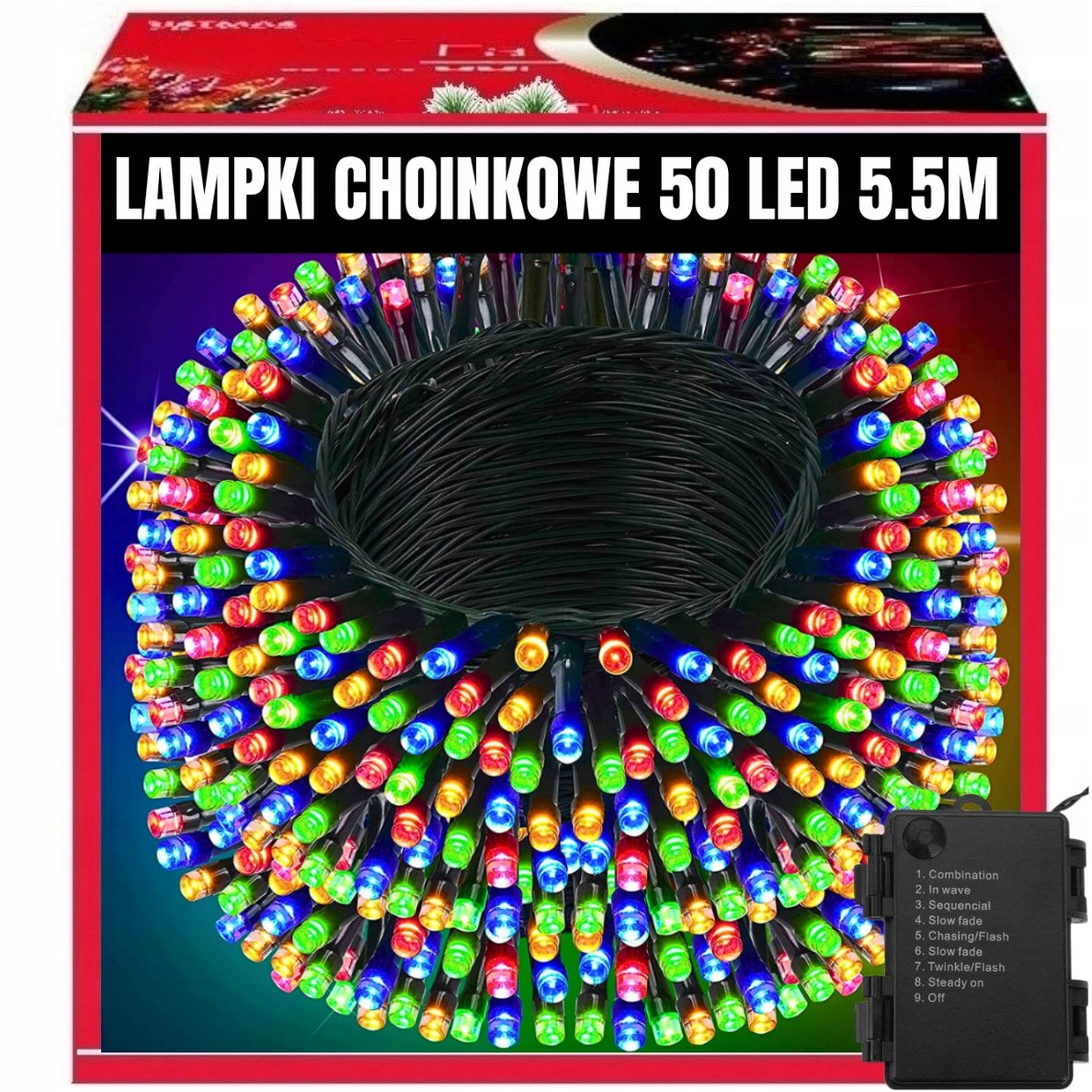 Lampki Choinkowe 50Led 5,5M Zewnętrzne Wewnętrzne Multikolor Świąteczne - Memflow | Sklep EMPIK.COM