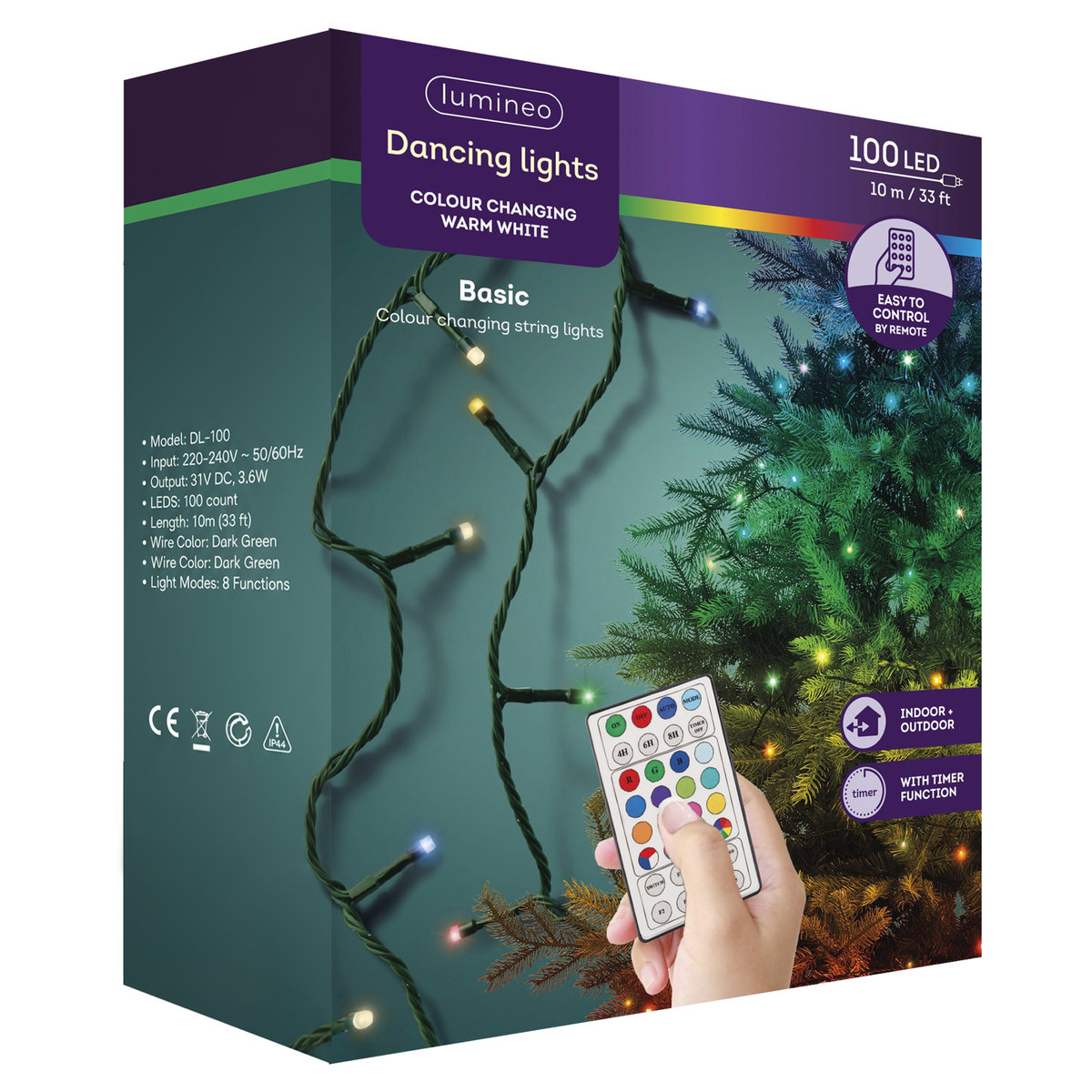 Lampki Choinkowe LED 10m 100LED Multikolor z Pilotem na Zewnątrz - Kaemingk | Sklep EMPIK.COM