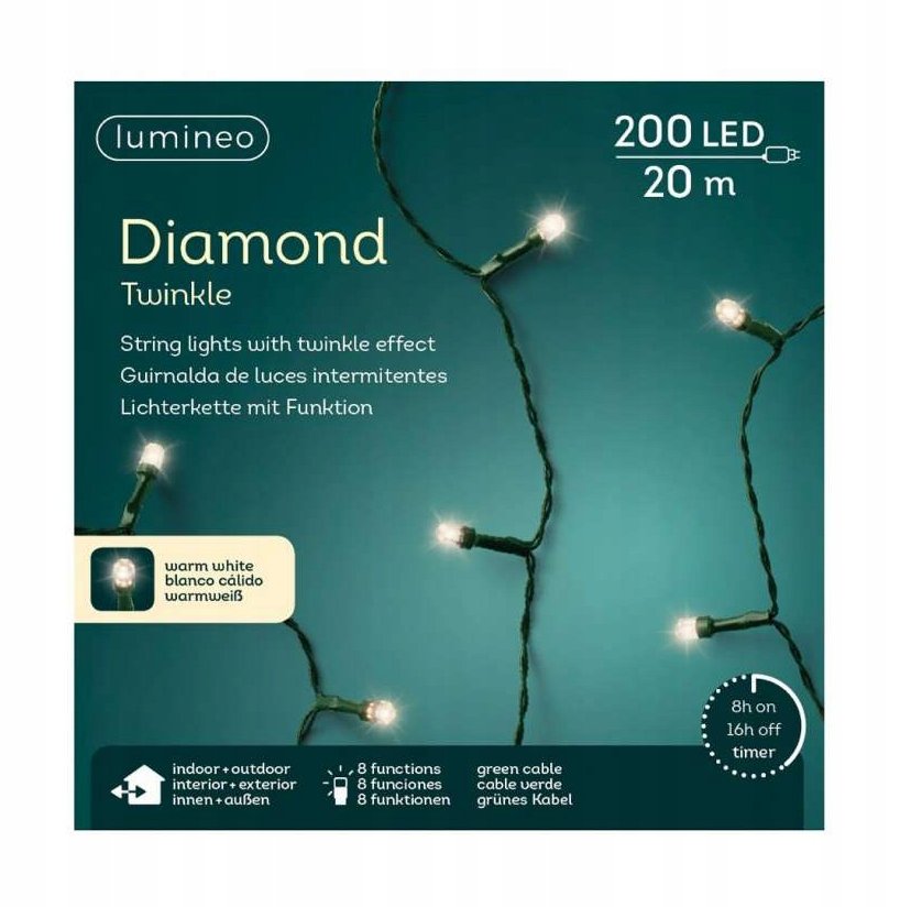 Lampki choinkowe świąteczne białe ciepłe 20m 200 LED - Kaemingk | Sklep ...