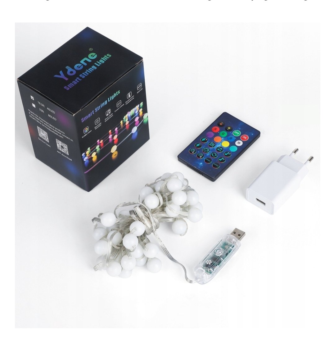 Lampki Choinkowe Zewnętrzne Łańcuch Świetlny Rgb 10 M 80 Diod Led Z ...