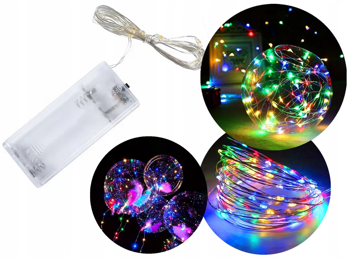 Lampki Dekoracyjne Ozdobne Na Druciku Baterie Światełka 20 Led Multi ...