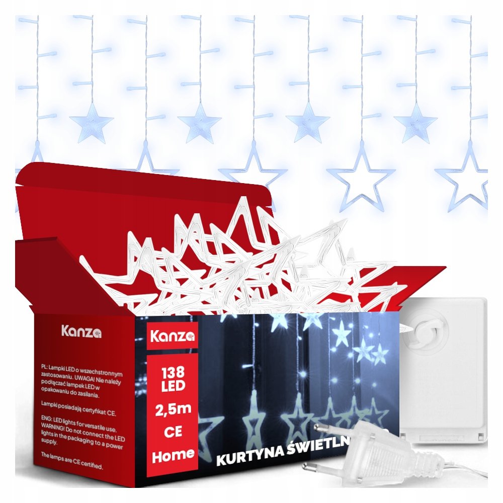 LAMPKI GWIAZDKI 138 LED 2,5M GWIAZDY KURTYNA ŚWIETLNA OKIENNA ŚWIĄTECZNA - Inna marka | Sklep ...