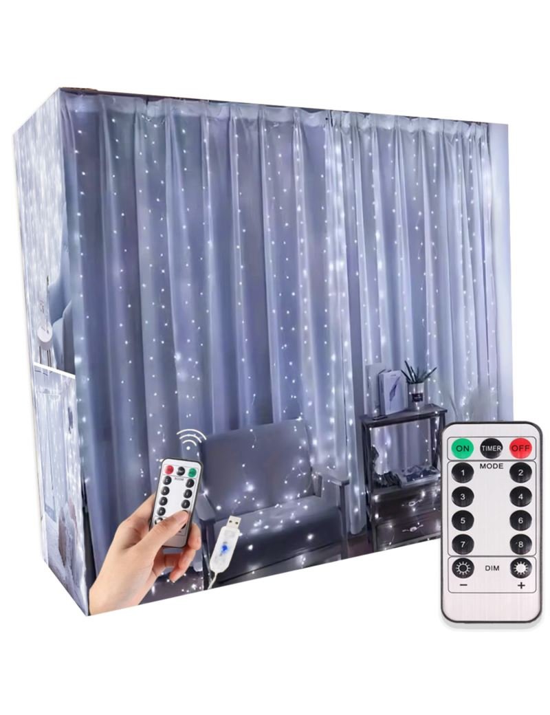 Lampki kurtyna świetlna 300LED Biały Zimny - MOVETINO | Sklep EMPIK.COM