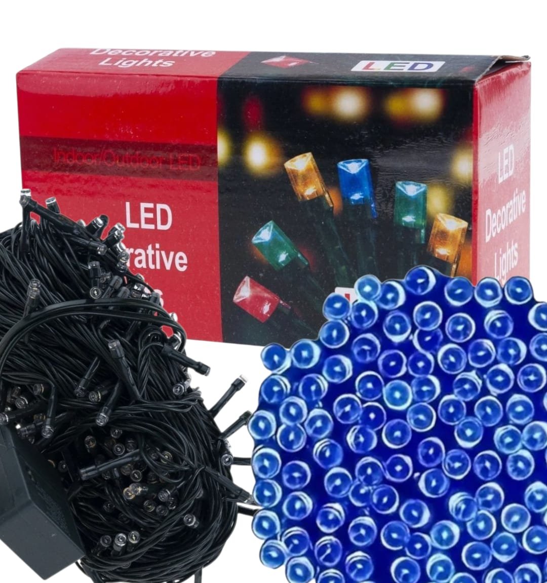 LAMPKI LED 100 LED NIEBIESKIE – 8M – DEKORACYJNE ŚWIATŁA NA ŚWIĘTA I ...