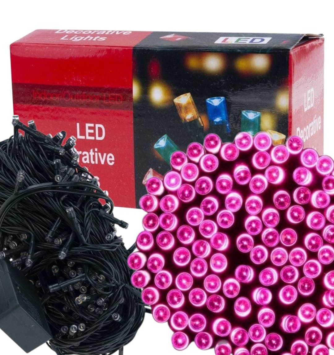 LAMPKI LED 200 LED RÓŻOWE – 15,5M – NASTROJOWE OŚWIETLENIE DEKORACYJNE ...