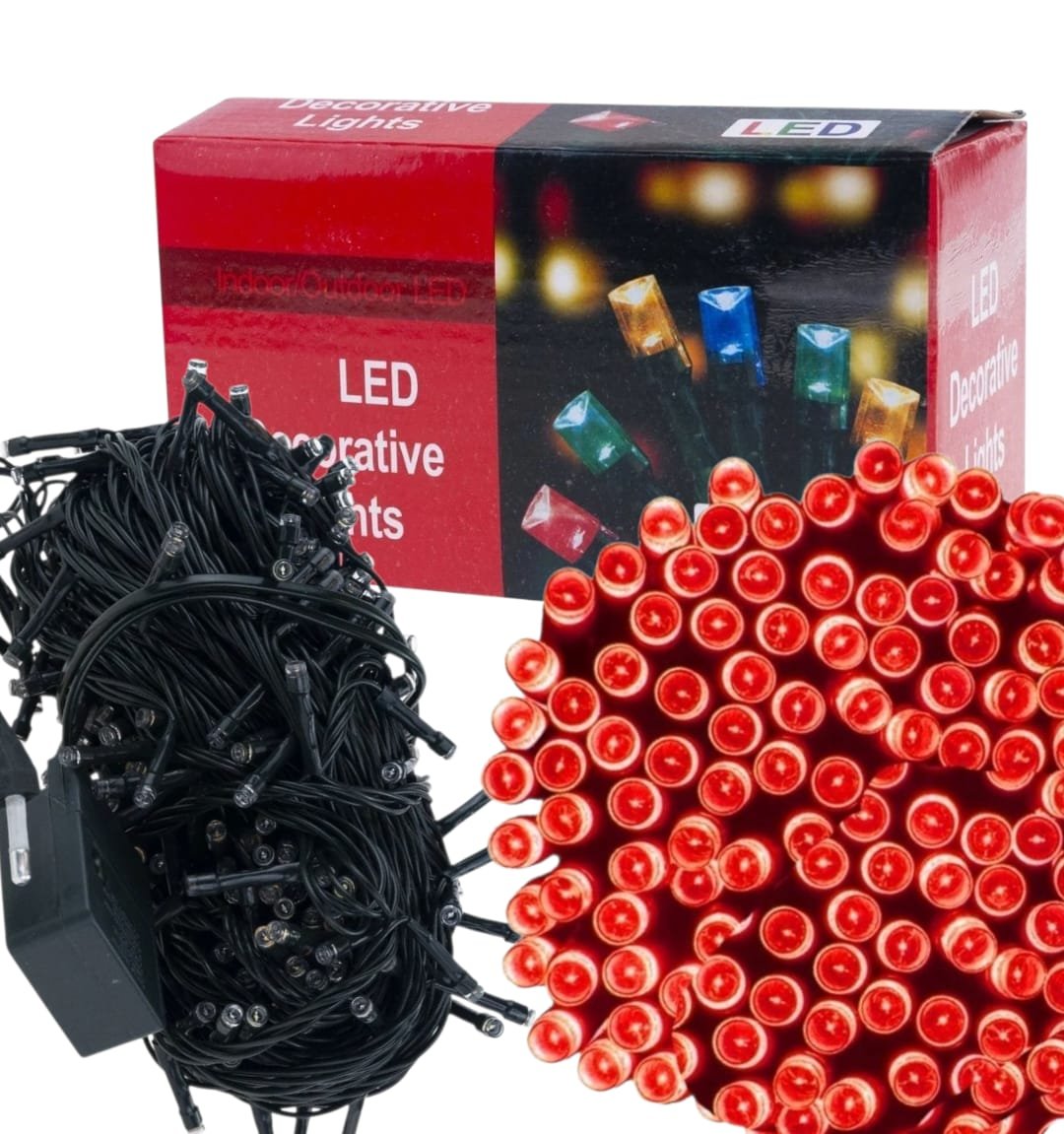 Lampki LED Czerwone - 200 LED - 15,5 m - Rubinowy Blask - Inna marka ...