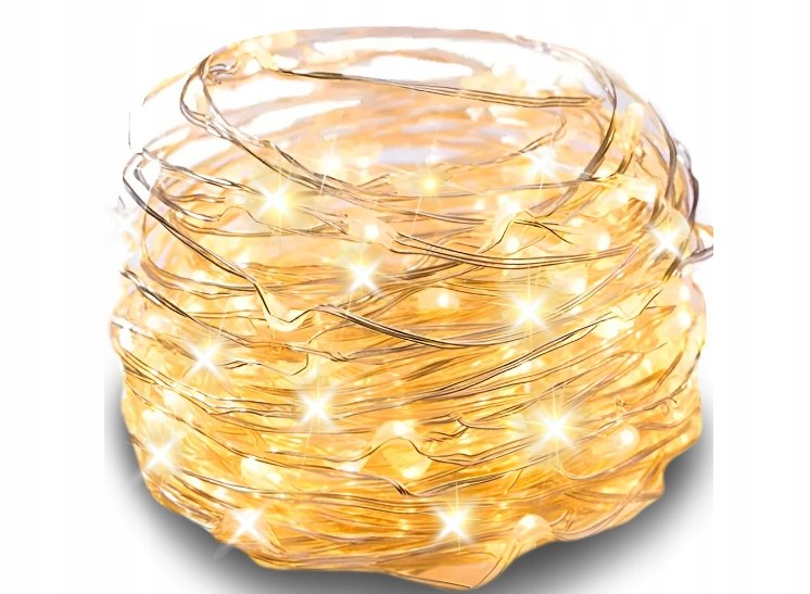 LAMPKI LED O WIETLENIE DRUCIKI NA BATERI 100 LED 10 M BIA Y CIEP Y - inna (Inny) | Sklep EMPIK.COM