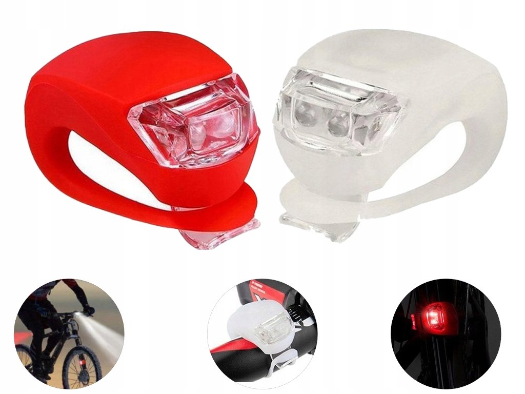 LAMPKI ROWEROWE LED PRZÓD TYŁ LAMPKA DIODOWA OŚWIETLENIE NA ROWER 2szt ...