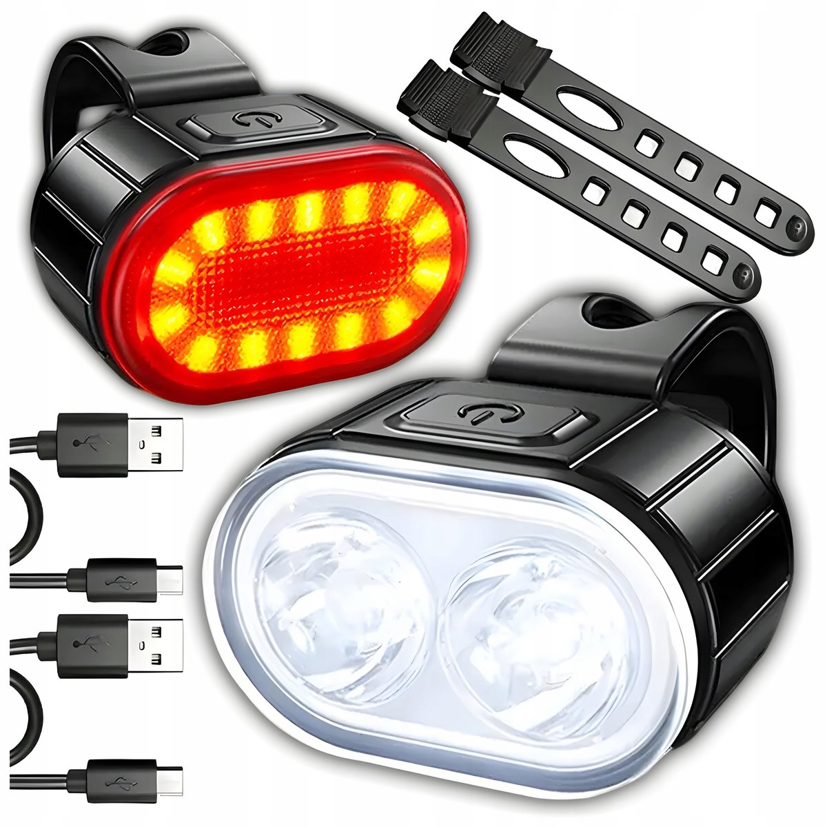 LAMPKI ROWEROWE ZESTAW LAMPEK ROWEROWYCH LAMPKA ROWEROWA NA KIEROWNICĘ ...