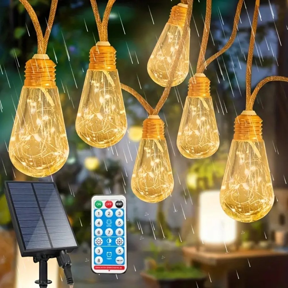 LAMPKI SOLARNE OGRODU LED GIRLANDA SOLARNA LAMPA ŻARÓWKI LOFT TARAS ...