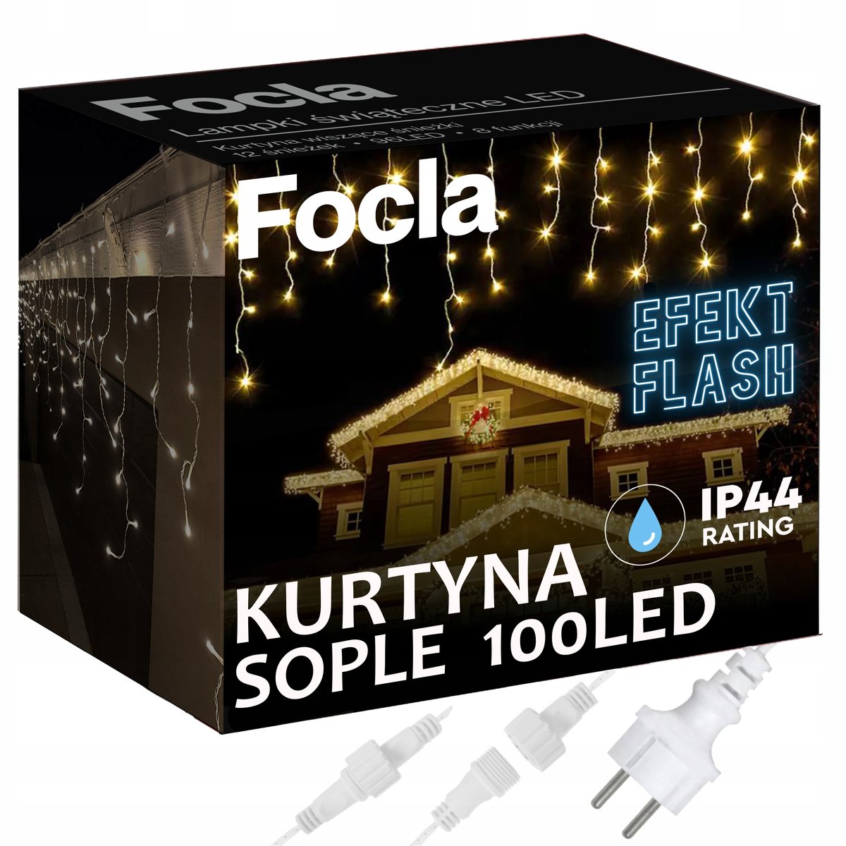 LAMPKI SOPLE ZEWNĘTRZNE 100LED IP44 ŚWIATŁO STAŁE + FLASH - BIAŁE ...