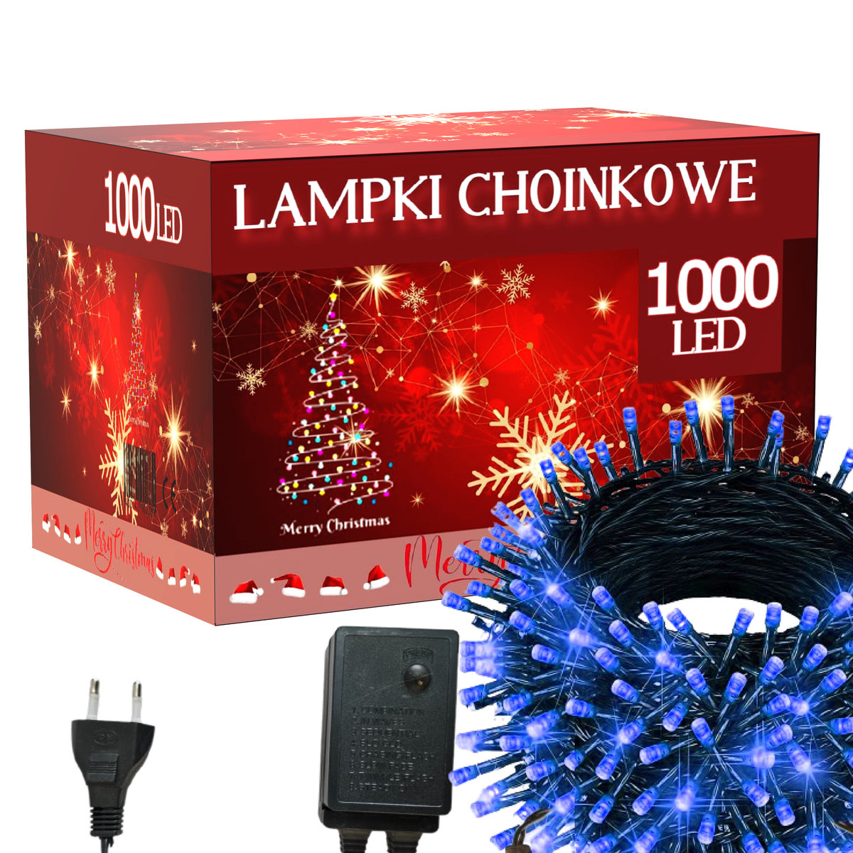 Lampki Świąteczne Choinkowe Niebieskie 1000 Led Programator - Inna ...