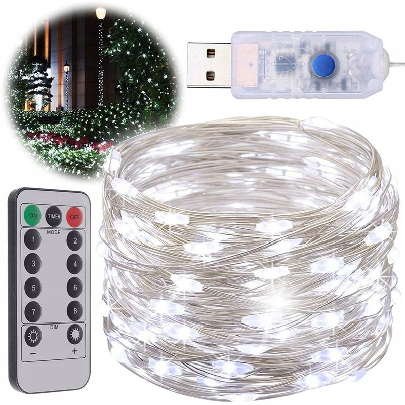 LAMPKI ŚWIATEŁKA DRUCIKI LED NA CHOINKĘ USB 20M BOŻONARODZENIOWE ...