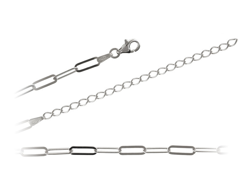 Łańcuszek Srebrny Ogniwa Spinacze 45+3Cm Fl203 - FALANA | Moda Sklep ...