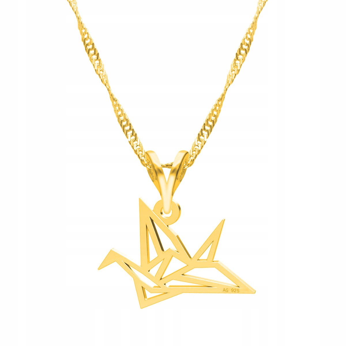 Łańcuszek złoty naszyjnik 925 Ptak Origami Ptaszek - LAREZO | Moda ...