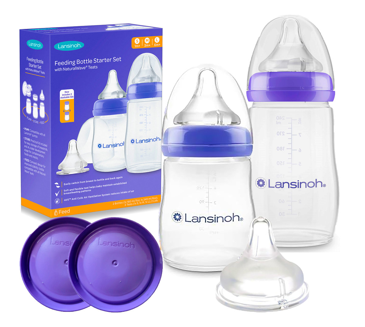 Lansinoh Zestaw Butelka Antykolkowa 160 ml + 240 ml + 3 Smoczki Do Butelek - Lansinoh | Sklep ...