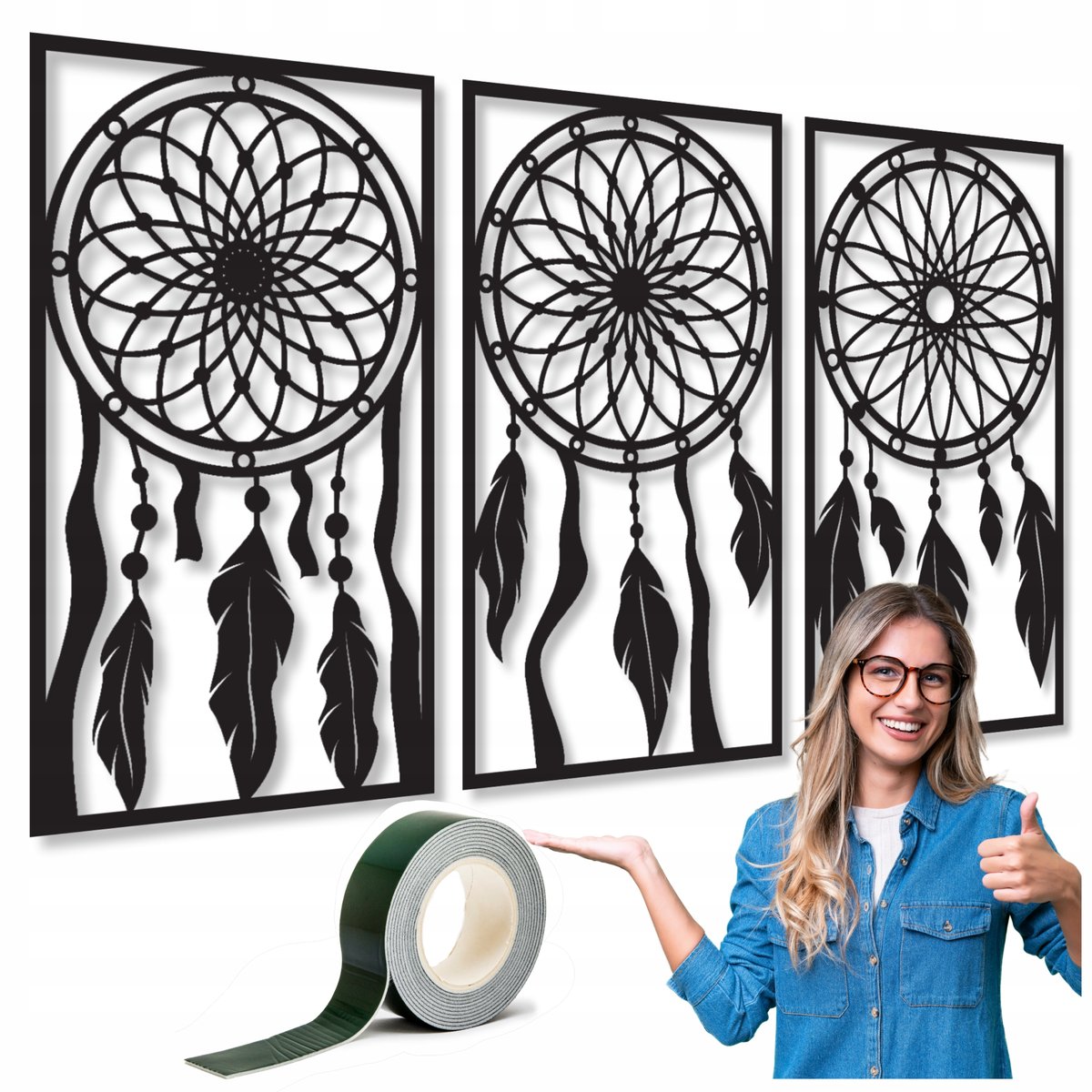 ŁAPACZ SNÓW Z DREWNA PANELE AŻUROWE ZESTAW 120 cm OBRAZ AŻUROWY DO ...