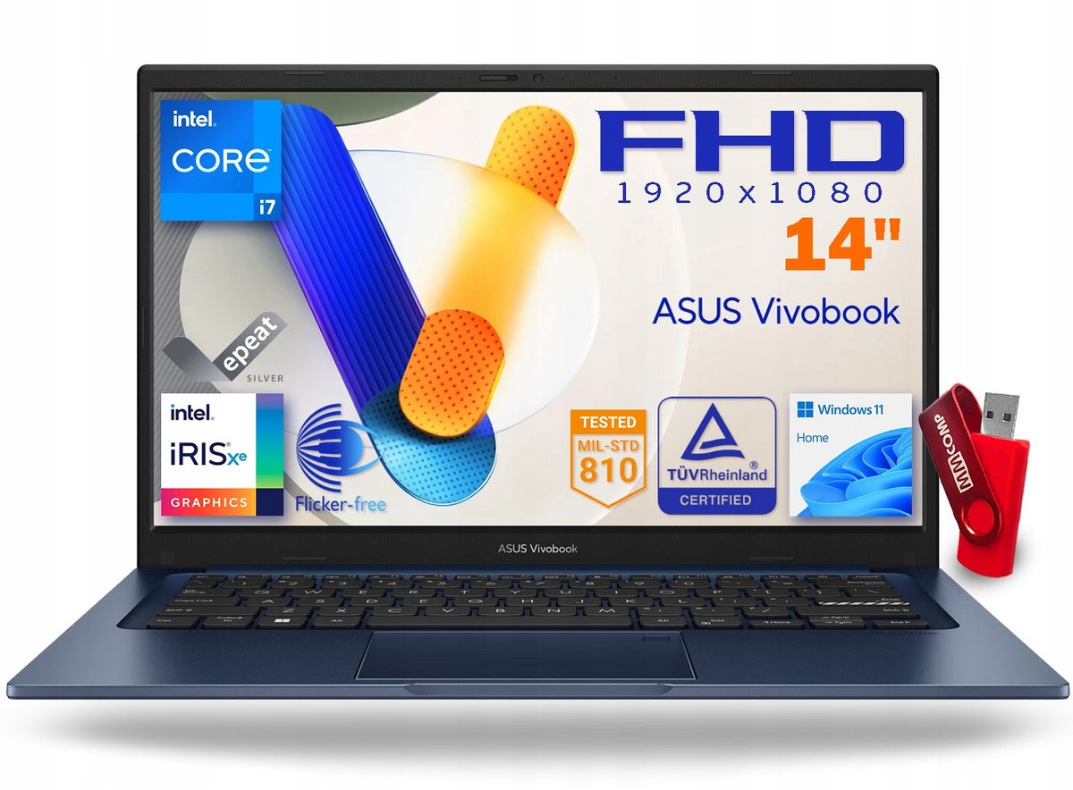 Laptop ASUS Vivobook X1404VA Core i7 16GB 1TB SSD 14" FHD IPS ...