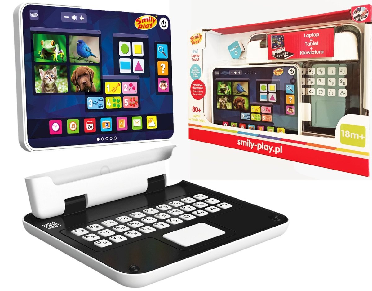 Laptop dla dzieci tablet edukacyjny komputer 80 pytań 2w1 zabawa i ...