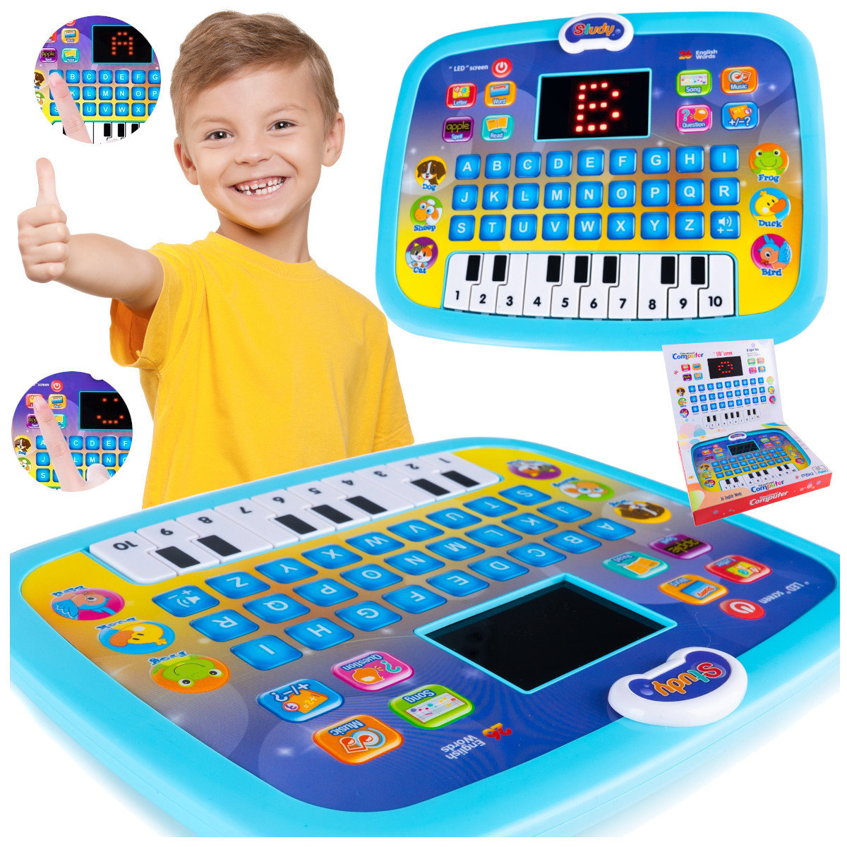 Laptop Edukacyjny Mini Komputer Z Pianinkiem Uczy Do Nauki Angielskiego ...