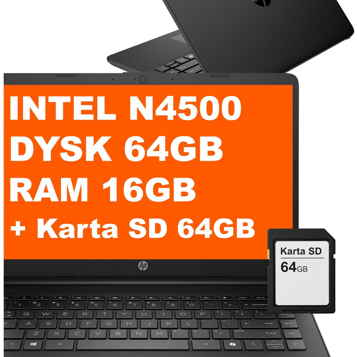 Laptop HP 14-dq0020nr / 47X75UA / Intel N / 16GB / 64GB eMMC + 64GB SD ...