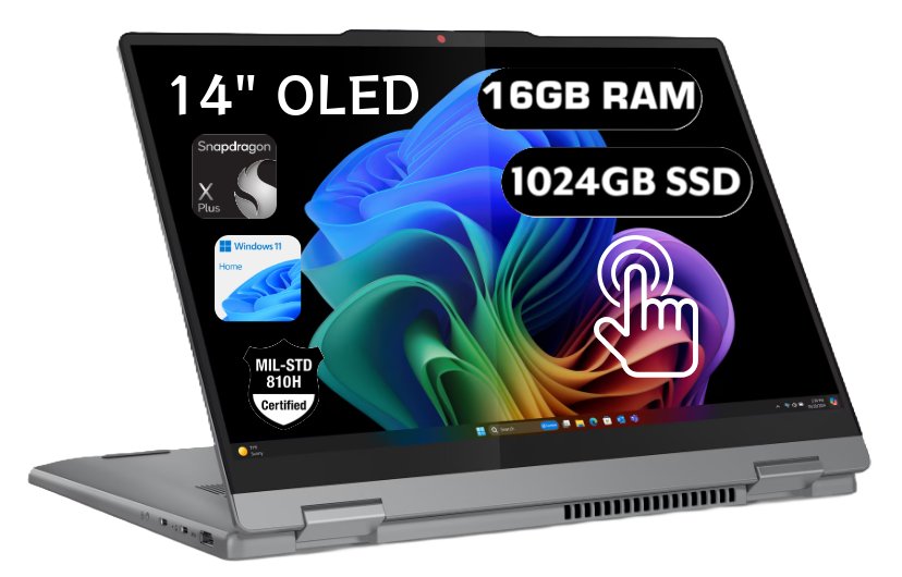 LAPTOP Lenovo IdeaPad 5 2w1 14 " Snapdragon 16/1024GB OLED 400NIT MIL ...