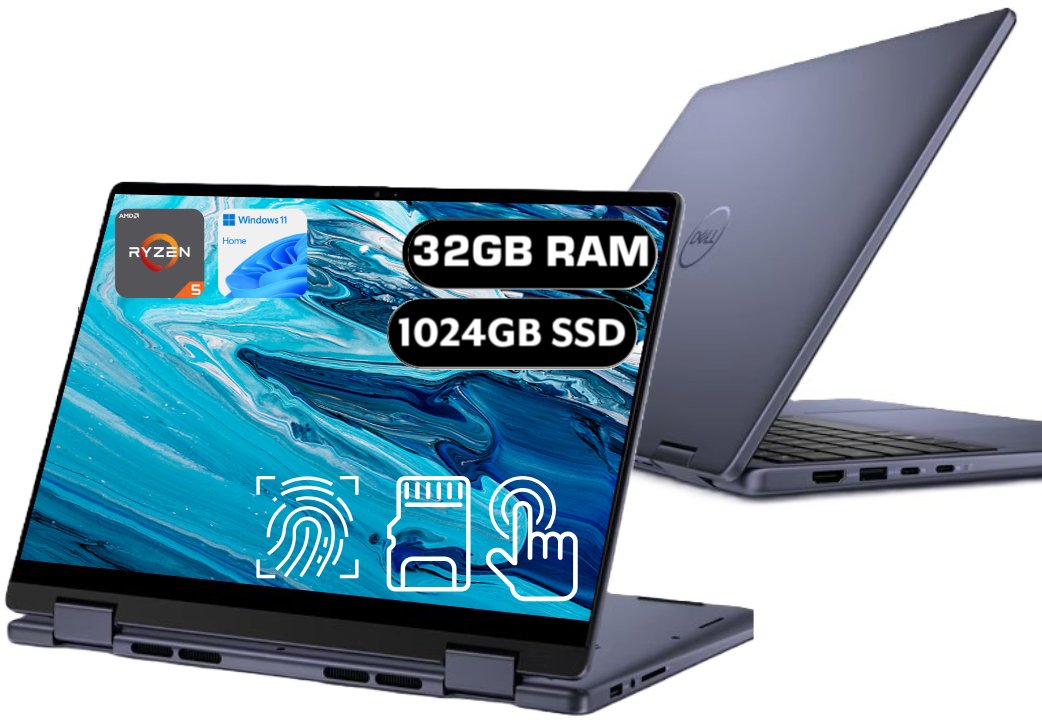 LAPTOP + TABLET 2 w 1 Dell Inspiron 7445 Ryzen 5 32GB 1TB 14 FHD+ DOTYK ...