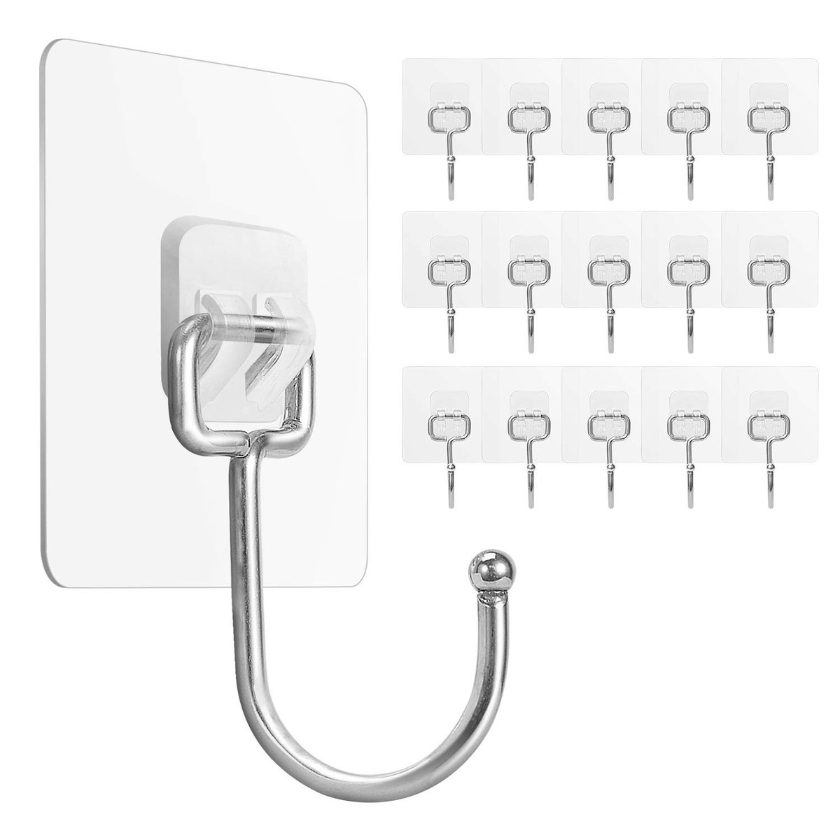 Large Adhesive Hooks 22Ib(Max),Waterproof and Rustproof Wall Hooks for ...